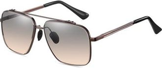 Generic Lunettes De Soleil &Agrave; Grande Monture En M&eacute;tal D&eacute;grad&eacute; Color&eacute; For Hommes Et Femmes, Lunettes De Soleil De Conduite For Photo De F&ecirc;te &Agrave; La(Brown)