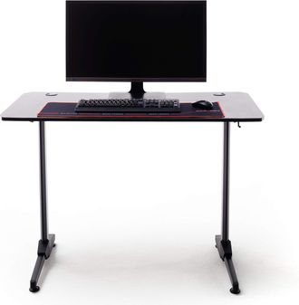Robas Lund Gaming Tisch DX Racer 8 Gaming Desk Schwarz Carbonlook, BxHxT 110x75x60 cm