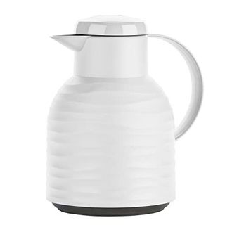 Emsa N40115 Samba Wave Isolierkanne | 1,0 Liter | Quick-Press Kunststoff | Glas-Isolierkolben | Kaffeekanne: 12h hei&szlig;/24h kalt | 100 % dicht | wei&szlig;