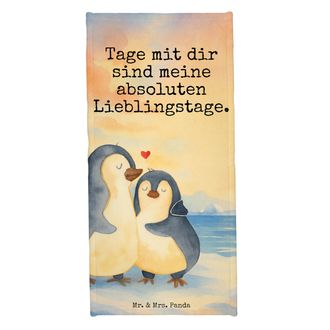 Mr. & Mrs. Panda Badehandtuch Pinguin umarmen Design - Geschenk, Strandtuch, Hochzeit, Saunatuch, Hochzeitsgeschenk, Badetuch, Hochzeitstag, Duschhandtuch, Duschtuch
