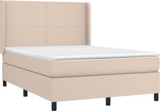 vidaXL Vidaxl - Giroletto Molle Materasso E Led Cappuccino 140x190cm Similpelle