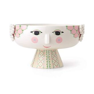 Bjørn Wiinblad Eva Frauenkopf Schale auf Fuß aus Porzellan in der Farbe Soft Pink, Größe: 14,5 x 24cm, 54043