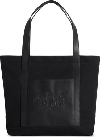 Maison Kitsun&eacute; unisex, Sacs, Noir, Taille: ONE Size Cabas Grand Format en Toile et Cuir