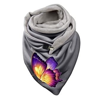 Generic &Eacute;charpe dhiver chaude boutonn&eacute;e pour femme avec imprim&eacute; color&eacute;, C, Taille unique