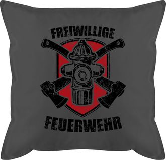 Shirtracer Kissen 50x50 - Freiwillige Feuerwehr - 50 x 50 cm - Grau - Herren Geschenke für feuerwehrmänner feuerwehrgeschenkartikel feuerwehrkissen feuerwehrmann