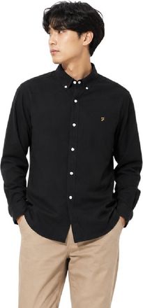 Farah Button-Down-Hemd f&uuml;r Herren, Oxford-Stil, Lang&auml;rmlig (Schwarz)