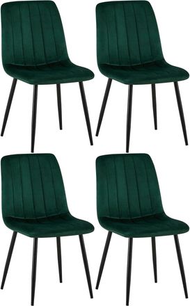 Clp 4er Set Esszimmerstuhl gepolstert Dijon, mit Ziernähten & Bodenschonern, Polsterstuhl für Esszimmer & Küche, belastbar bis 150 kg, Farbe:grün, Materia