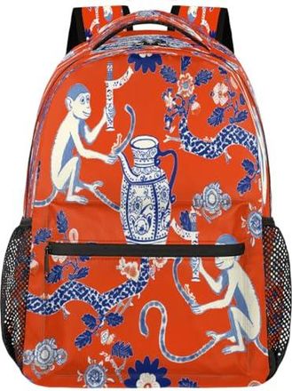 Generic Singe Ethnique Cartable Scolaire L&eacute;ger Cartables Scolaires Antivol Sacs D&Eacute;cole Pour Homme D&eacute;placements Femme 29X40Cm