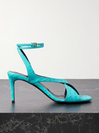 Khaite Sandales En Cuir Dautruche Liria - Bleu