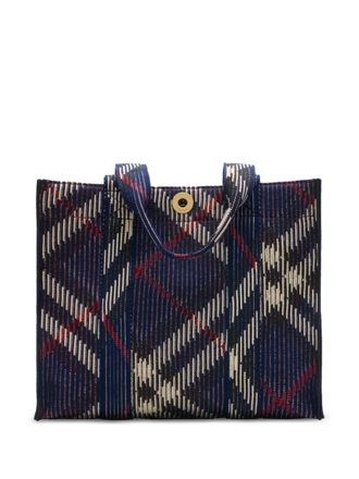 Burberry Kleine Tote Bag mit Check - Blau