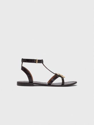 Maje Flache Ledersandalen Mit Riemen - Braun - Maje