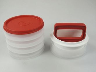 Tupperware K&uuml;chenhelfer Hamburger-Maker Former Presse Frikadellen + Beh&auml;lter (5)