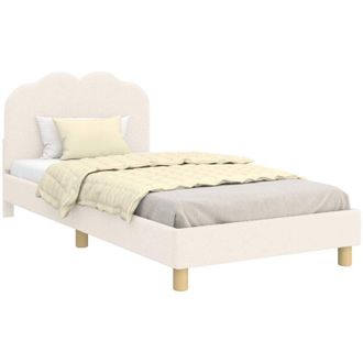 vidaXL Kinderbettgestell mit Kopfteil Creme 90 x 190 cm Schafstoff vidaXL