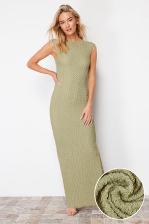 Trendyol Einfarbiges Maxikleid, &auml;rmellos, Bodycon - Khaki