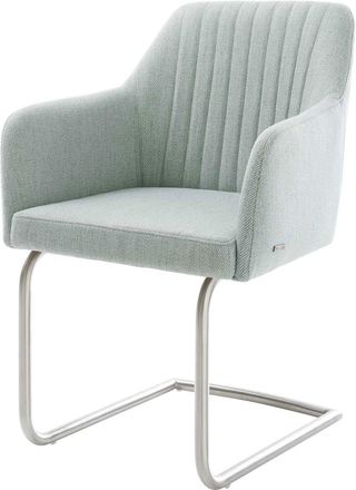 DELIFE Schwingstuhl Greg-Flex Freischwinger rund Edelstahl Stripes Mint Taschenfederkern