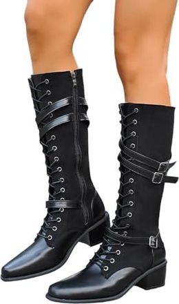 Generic Bottes Femmes Mi-Mollet Confortables &Eacute;l&eacute;gantes pour Toutes Occasions avec Semelle &Eacute;paisse et Talon Bas Moderne (Black, 40)