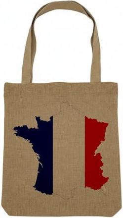 Fabulous Sac Shopping Tote Bag Aspect Lin - Drapeau Carte France Sport Football - Sac de Courses Toile Epaisse 360g Beige Naturel Cabas Port&eacute; Epaule Solide Imp