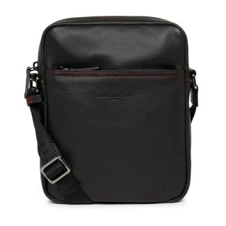 Lancaster Vintage Leder Umh&auml;ngetasche Schwarz/Rot - - Bags - Herren - Schwarzk - ONE SIZE