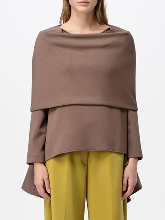 Meimeij Blouse en cr&ecirc;pe &agrave; manches longues avec col ras du cou et ourlet asym&eacute;trique
