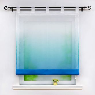 Joyswahl Raffrollo mit Topaktuelle Farbverlauf Muster Voile Raffgardinen mit Schlaufen »Theresa« Schlaufenrollo BxH 140x140cm Blau 1er Pack