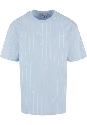 Karl Kani Herren Small Signature Logo Prinstripe Tee Light Blue/White, XS