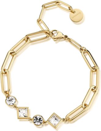 Brosway Armband Emphasis f&uuml;r Damen aus 316L-Edelstahl mit 14-Karat-Gold-Beschichtung mit Kristall, Karabinerverschluss, Gr&ouml;&szlig;e: 18,5 cm, BEH14