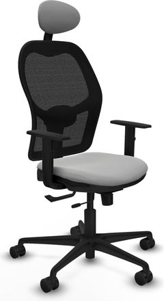 Piqueras y Crespo Grauer Schreibtischstuhl mit 1D-Armen, h&ouml;henverstellbare Lendenwirbelst&uuml;tze und festes Kopfteil, ausgestattet mit Syncro/Traslack und eingespritztem S