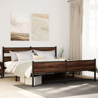 vidaXL Cadre de lit en m&eacute;tal sans matelas ch&ecirc;ne marron 180x200 cm Vidaxl