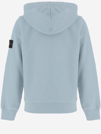 Stone Island Boys Cotton Hoodie With Logo Patch Light Blue Hoods & Sweatshirts