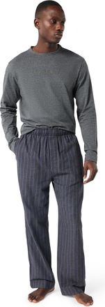 Calvin Klein Herren Ls Tee Pant Lv00Nm2955 Set, Multi (Charcoal Heather TOP w/Racetrack S), M