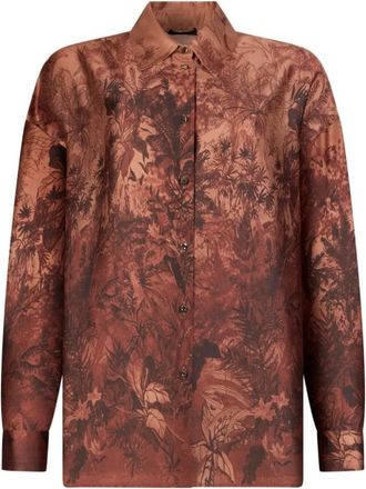 Liu Jo Femme, Blouses et Chemises, Brun, Taille: 40 FR Printed Twill Shirt