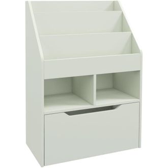 HOMCOM Homcom - Biblioth&egrave;que &eacute;tag&egrave;re multi-rangement 3 &eacute;tag&egrave;res 2 niches grand tiroir mdf vert clair
