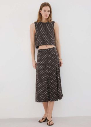 Mango Jupe lin &agrave; pois noir - Femme - 32 - MANGO
