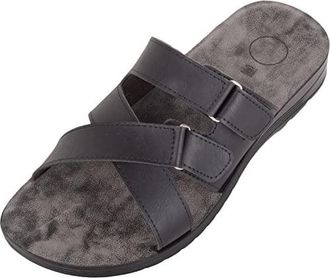 Absolute Footwear Absolute Footwear Sandales &agrave; enfiler en cuir synth&eacute;tique avec boucle pour homme, Noir, 46 EU