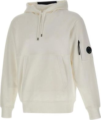 C.P. Company C.p. Company, Homme, Sweatshirts et sweats &agrave; capuche, Blanc, Taille: S Diagonal Raised Fleece Hooded Lens SweaT-shirt