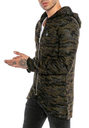 Red Bridge Strickjacke mit Camouflage Muster Stylische Sweatjacke mit Rei&szlig;verschluss