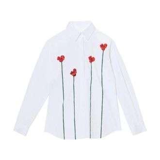Moschino Femme, Blouses et Chemises, Blanc, Taille: 42 FR Camicia Papaveri