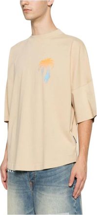 Palm Angels Homme, Tops, Beige, Taille: 2XL T-Shirt