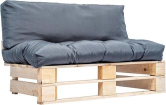 vidaXL Vidaxl - Canap&eacute; de jardin palette 2 places en pin impr&eacute;gn&eacute; - Coussins gris amovibles - Dimensions 110x66x65 cm - R&eacute;sistant aux intemp&eacute;ries