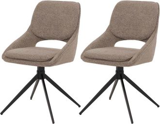 Hhg Neuwertig] 2er-Set Esszimmerstuhl HHG 612, K&uuml;chenstuhl, drehbar Auto-Return, Stoff/Textil Boucle (540g/m&sup2;) &Ouml;ko-Tex beige