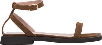 Estro & Luminara Femme, Chaussures, Brun, Taille: 38 EU Velour Flat Sandales