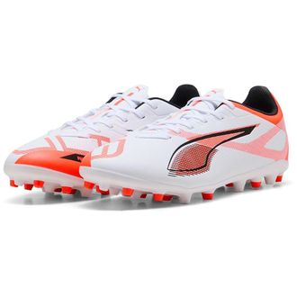Puma Ultra 5 Play MG, Unisex Fussballschuh, PUMA White-PUMA Black-Glowing RED