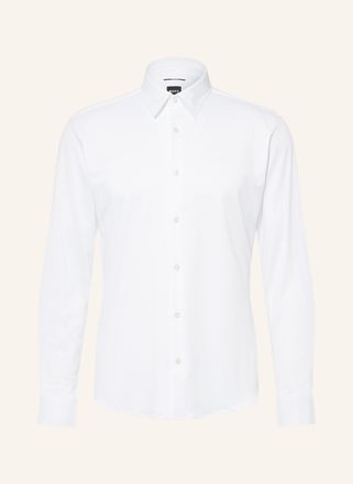 HUGO BOSS Piqu&eacute;-Hemd Roan Slim Fit weiss