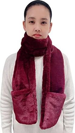 Lina & Lily &Eacute;charpe &agrave; Poches en Fausse Fourrure pour Femme Hiver (Rouge Fonc&eacute;)