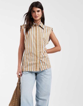 & Other Stories chemise sans manches boutonn&eacute;e avec col marron