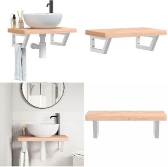 vidaXL Waschbeckenregal Wandmontage Stahl und Massivholz Buche - Vidaxl