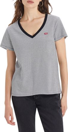 Levi's Damen Perfect V-Neck T-Shirt,Annalise Stripe Cloud Dancer,XL
