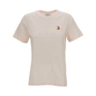 Maison Kitsun&eacute; Kurz&auml;rmeliges T-Shirt mit aufgesticktem Patch und Rundhalsausschnitt - - Tops - Damen - Beige - XS