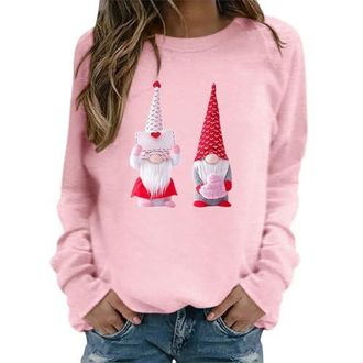 Generic Sweat-shirt de Saint-Valentin 2026 pour femmes, sweatshirts de Saint-Valentin &agrave; manches longues et col rond, pull tendance graphique, rose, XL