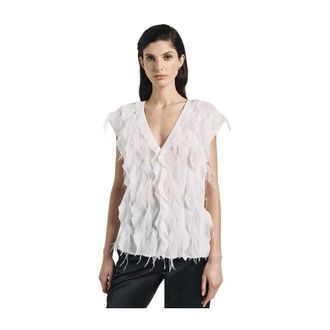 Access Fashion Bluse mit Federapplikation - - Blouses & Shirts - Damen - Wei&szlig; - XS